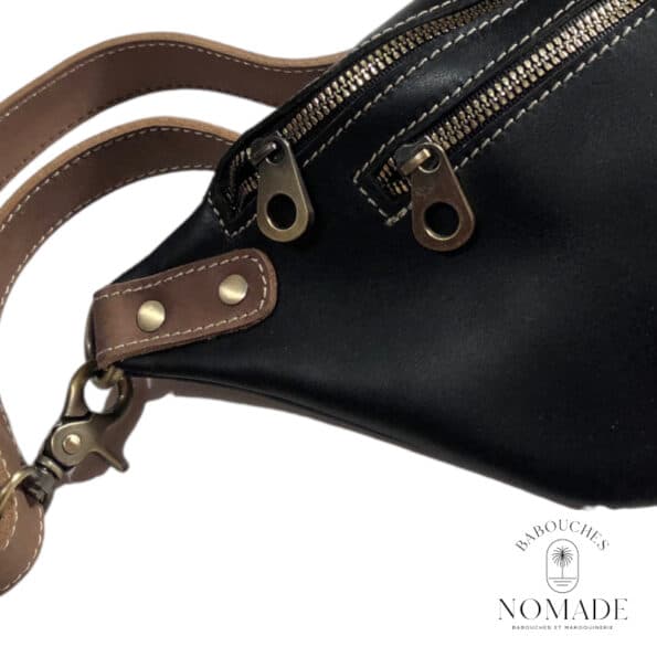 SAC BANANE CUIR NOIR